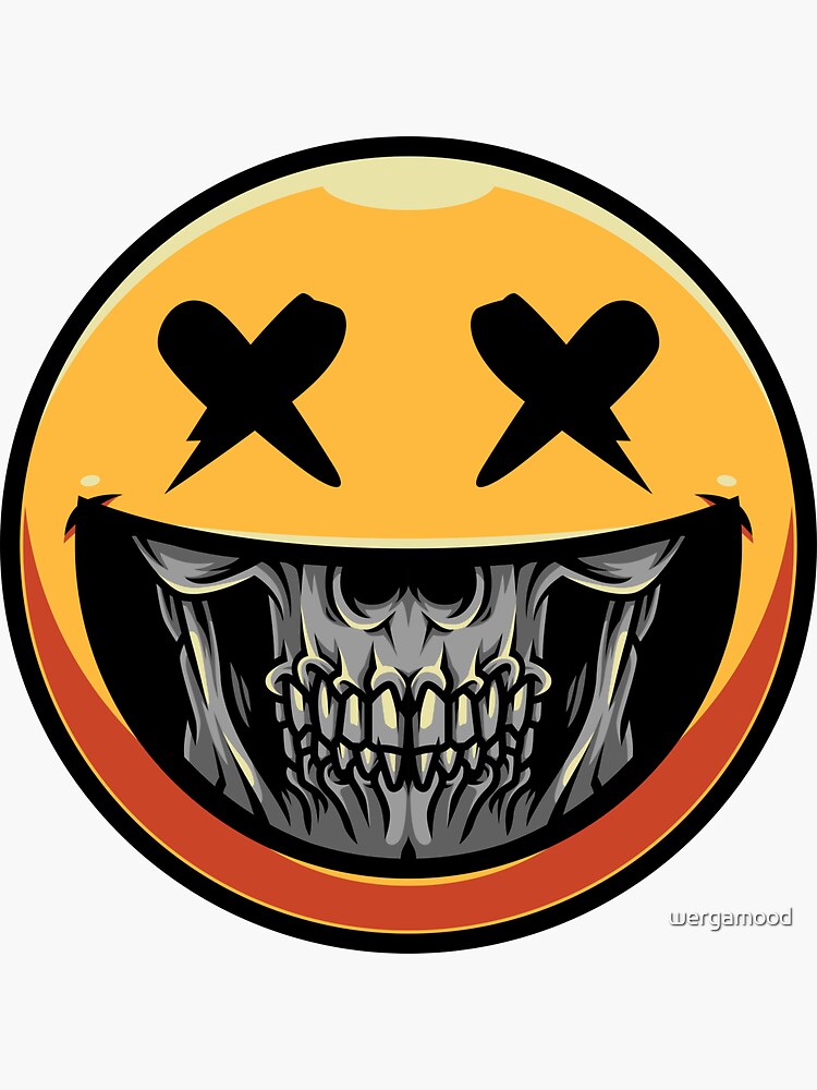 "smiley skeleton emoji" Sticker for Sale by wergamood | Redbubble