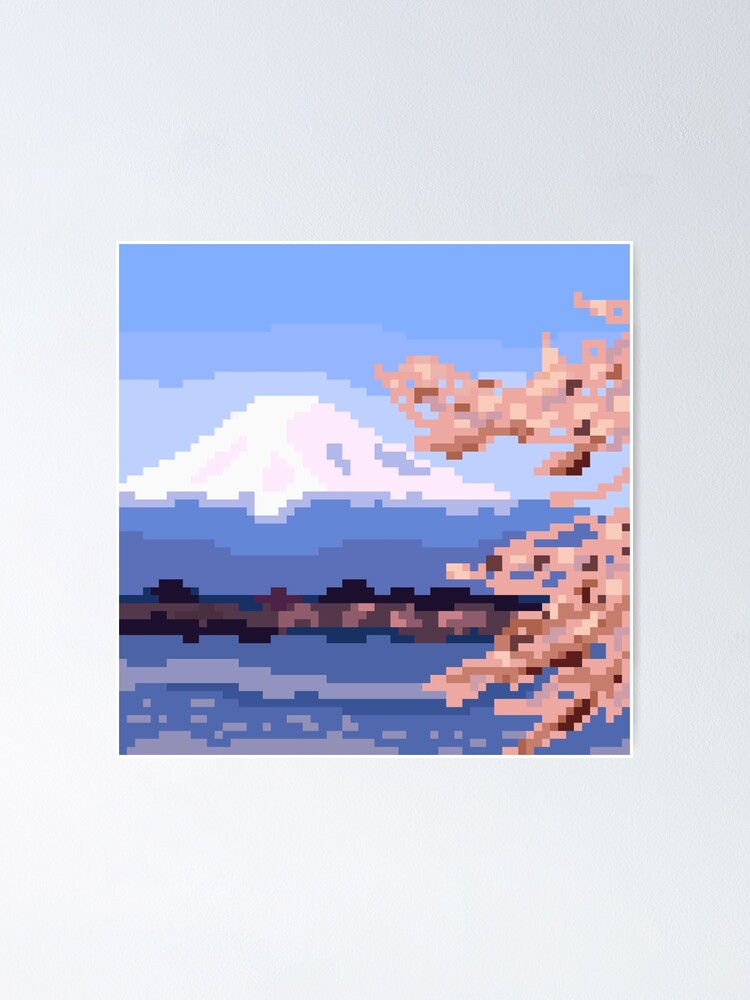 "Pixel Art Mount Fuji" Poster for Sale by valentinajpg | Redbubble