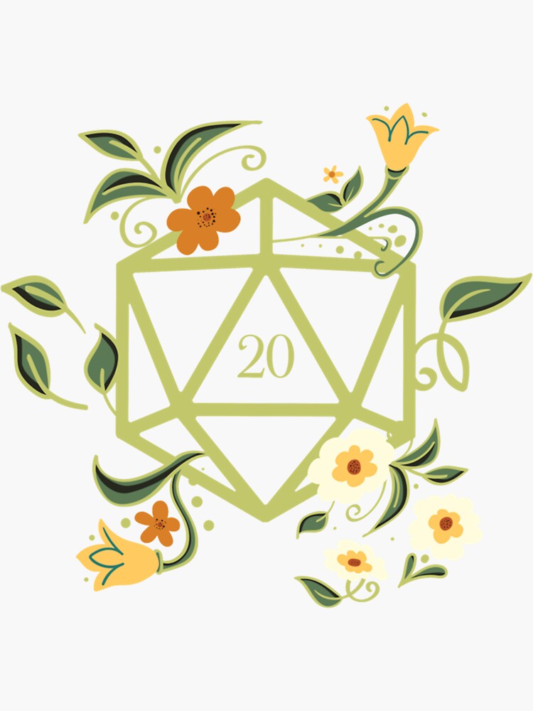 "Polyhedral D20 Dice Tabletop RPG Green Thumb Relaxed Fit ." Sticker by ...