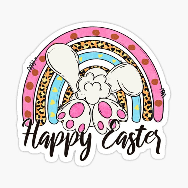 "Happy Easter Rainbow Bunny " Sticker by BossBabeValley | Redbubble