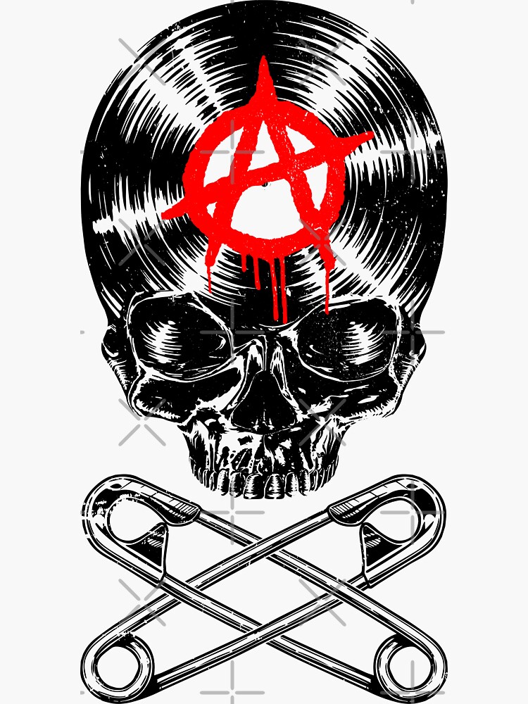 "Anarchy Symbol Punk Rock Anarchist Vinyl Lover Gothic Skull" Sticker ...
