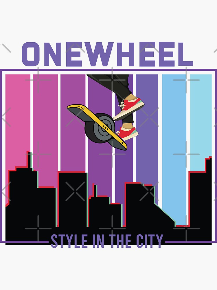 "onewheel style in the city" Sticker by QUEEN-WIVER | Redbubble