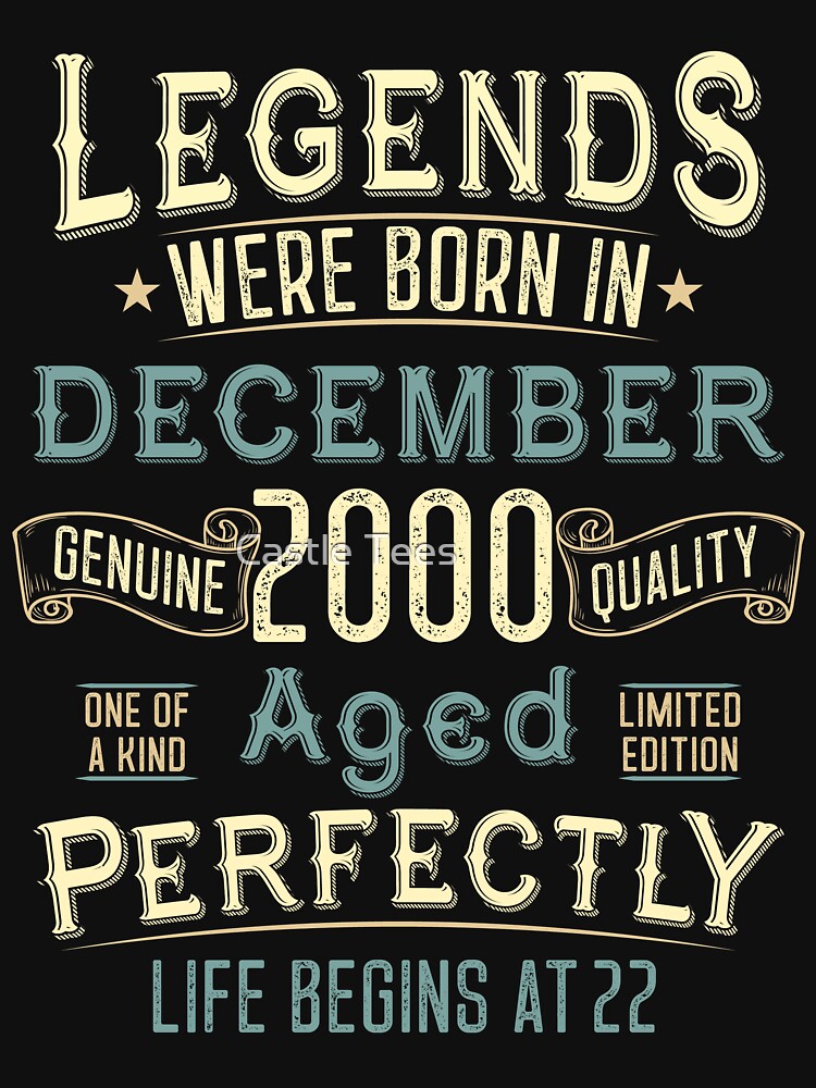 Vintage December 2000 22th Birthday 22 Year Old Men Women Essential T