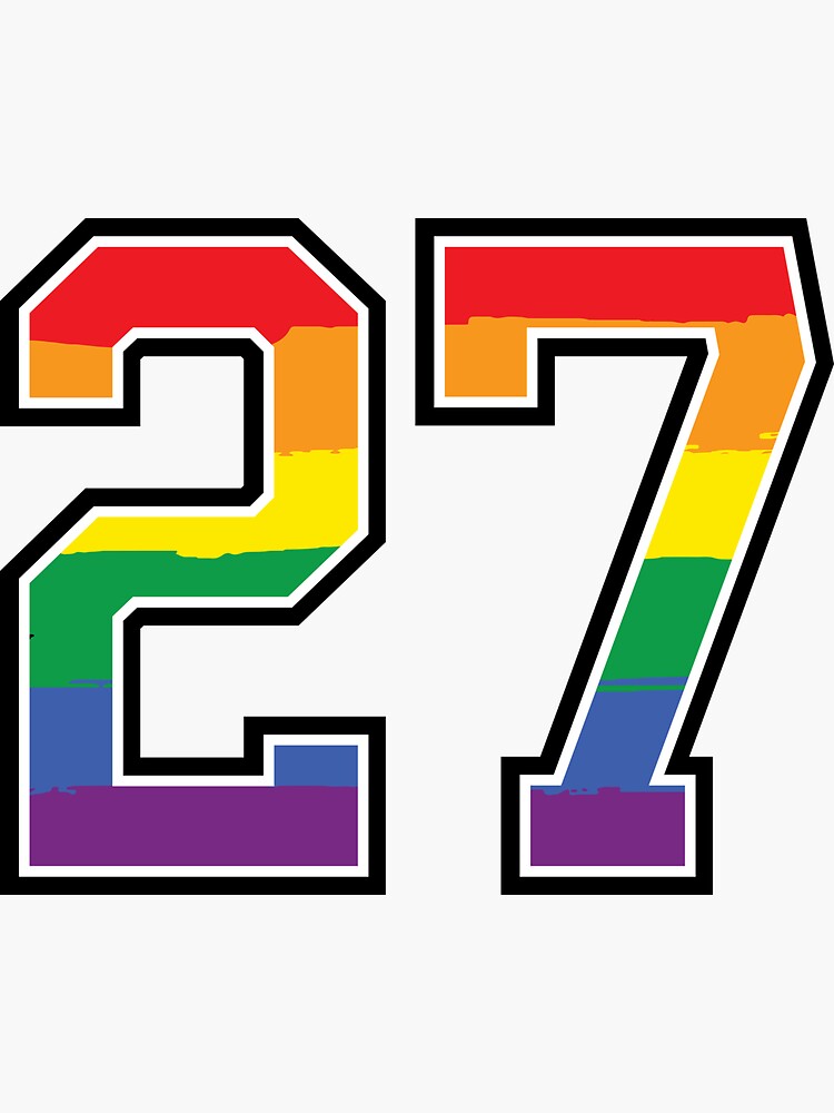"Number 27 Rainbow LGBT pride twenty seven" Sticker by LoveIsColorful ...