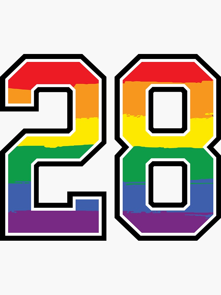 "Number 28 Rainbow LGBT pride twenty eight" Sticker by LoveIsColorful ...
