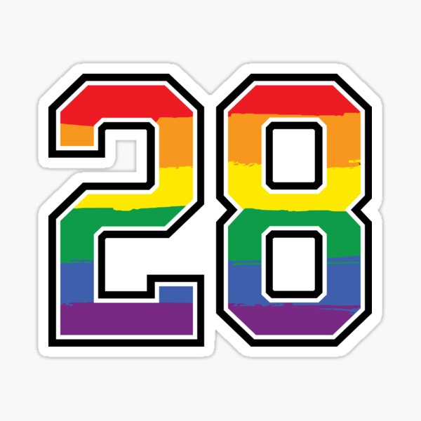 "Number 28 Rainbow LGBT pride twenty eight" Sticker by LoveIsColorful ...