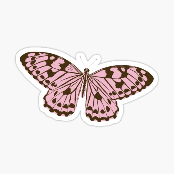 "Pink and Brown Butterfly" Sticker by l-redfern | Redbubble