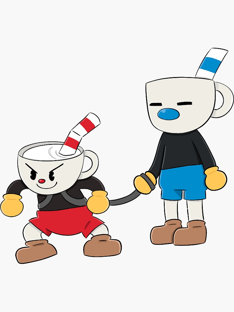 "Cuphead and Mugman (meme version)" Sticker by MaruShrimp | Redbubble