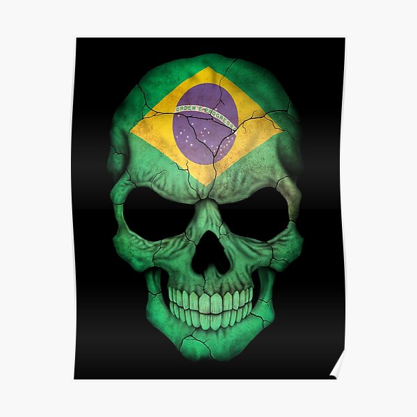 "Brazilian Flag Skull" Poster for Sale by JeffBartels | Redbubble