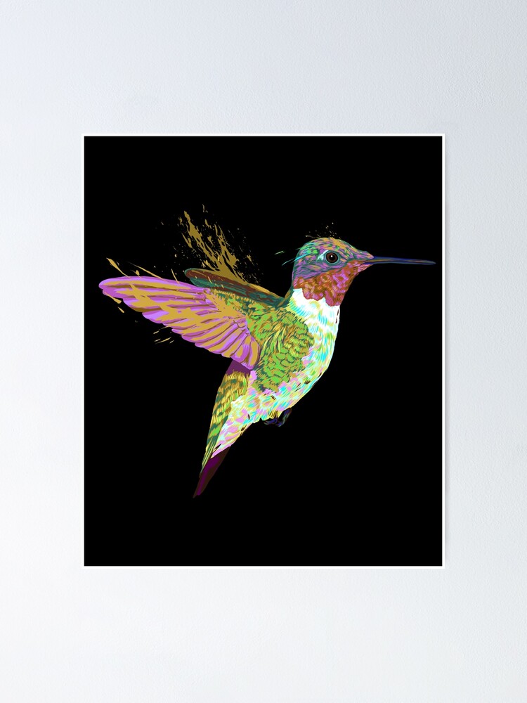 "Colorful Splash Flying Bird Hummingbird" Poster for Sale by alwe ...