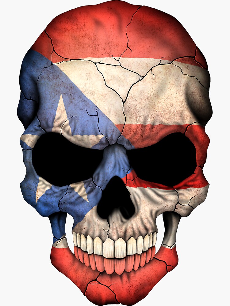 "Puerto Rican Flag Skull" Sticker for Sale by JeffBartels | Redbubble