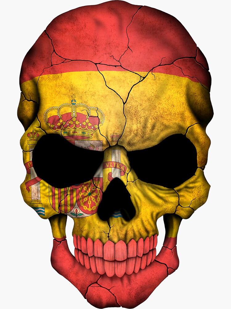 "Spanish Flag Skull" Sticker by JeffBartels | Redbubble