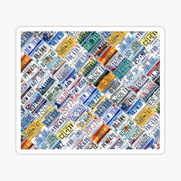 "Diagonal Collage of All 50 License Plates of USA United States of ...