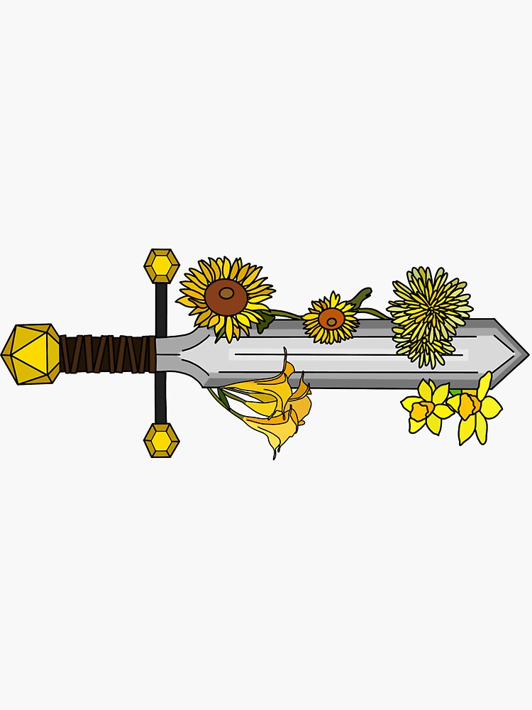 "Yellow Floral Dagger" Sticker by GamemasterBear | Redbubble