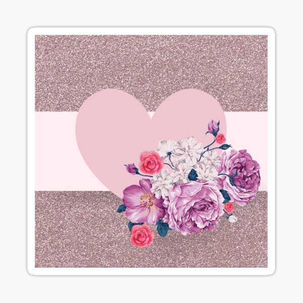 "Pink heart and flowers " Sticker for Sale by Aya-salah123 | Redbubble