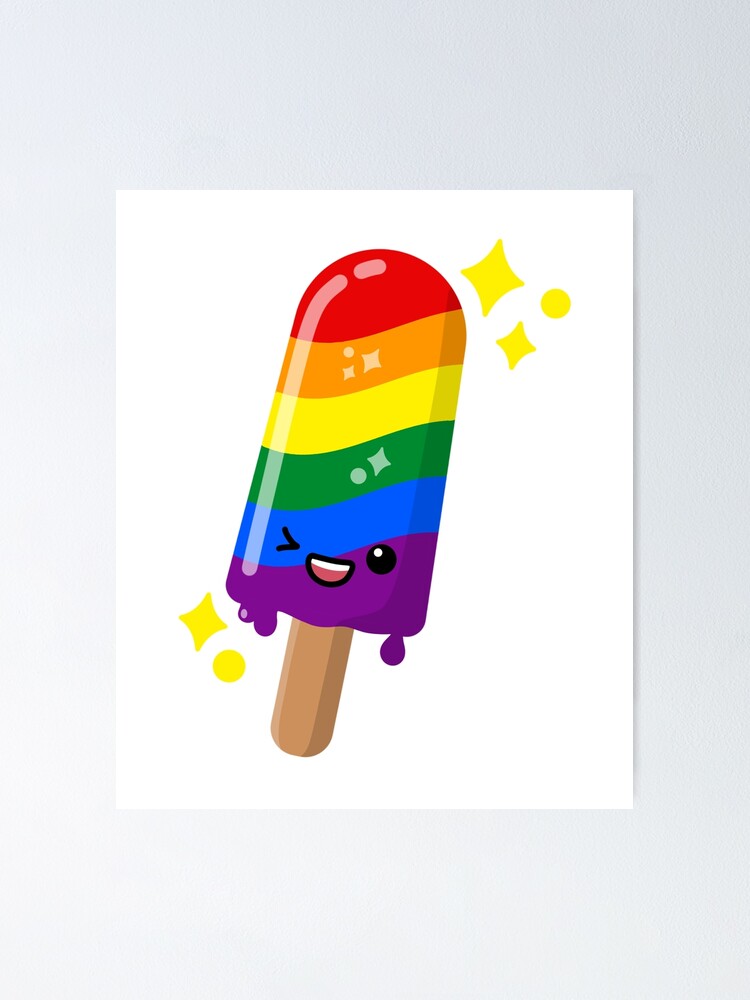 "Rainbow Flag Kawaii Popsicle Summer Pride" Poster for Sale by ...