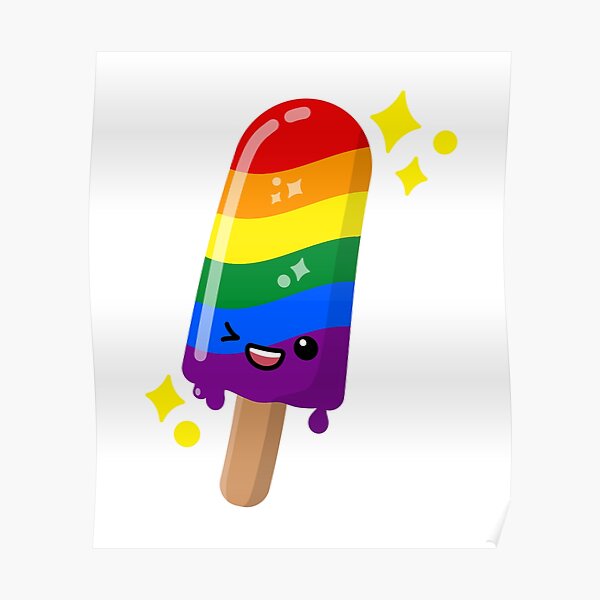 "Rainbow Flag Kawaii Popsicle Summer Pride" Poster for Sale by ...