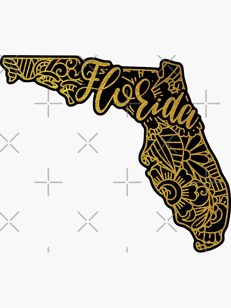 "Florida Gold Map" Sticker by OutcastBrain | Redbubble