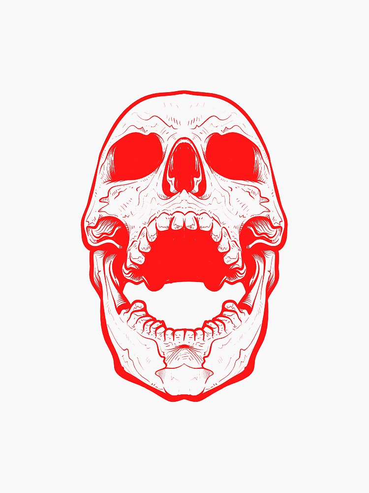 "Open Mouth Skull (Red)" Sticker by Kennagurr | Redbubble