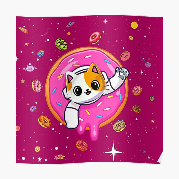 "Cute Donut Cat" Poster for Sale by Mr--kira | Redbubble