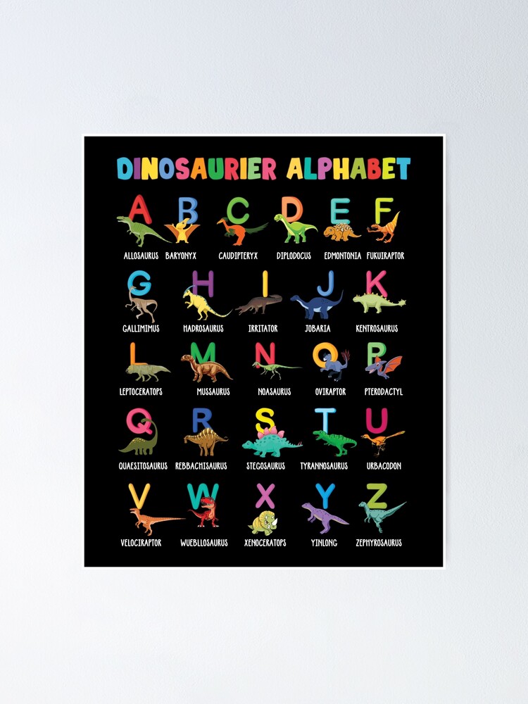 " Dinosaur ABC Dino Alphabet with Dino Types Kids Boys" Poster by ...