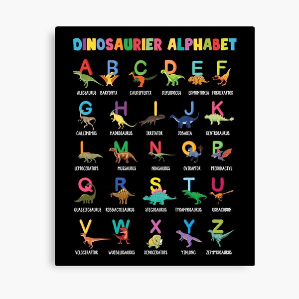 " Dinosaur ABC Dino Alphabet with Dino Types Kids Boys" Canvas Print ...