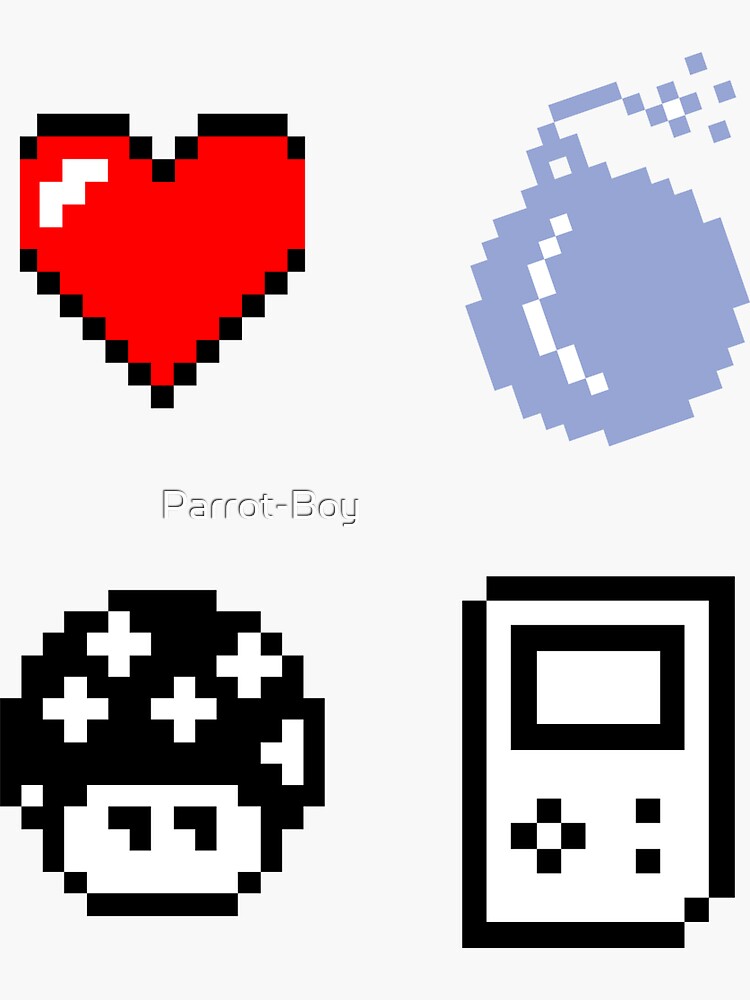 "8 bit red heart " Sticker by Parrot-Boy | Redbubble