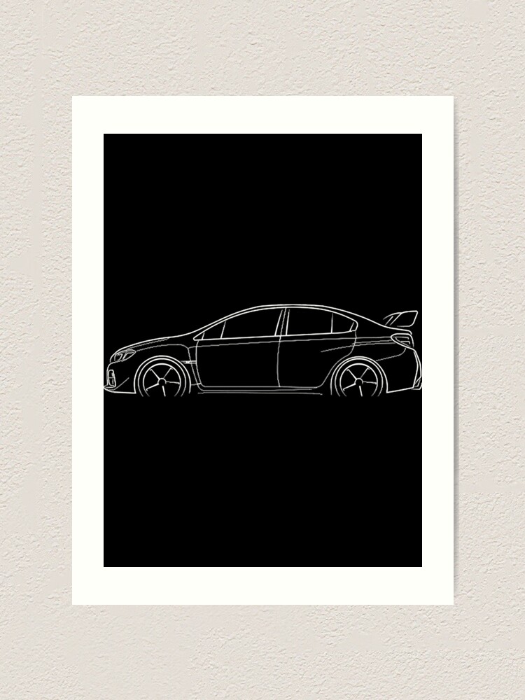 "Subaru Impreza WRX STI - profile stencil, white " Art Print for Sale ...