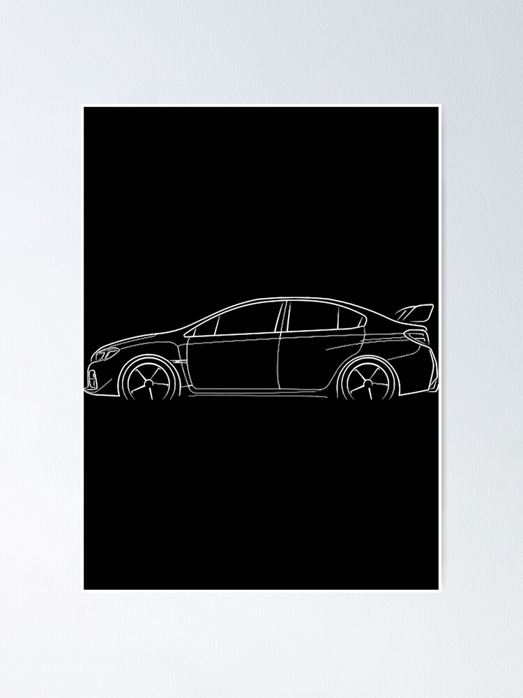 "Subaru Impreza WRX STI - profile stencil, white " Poster for Sale by ...