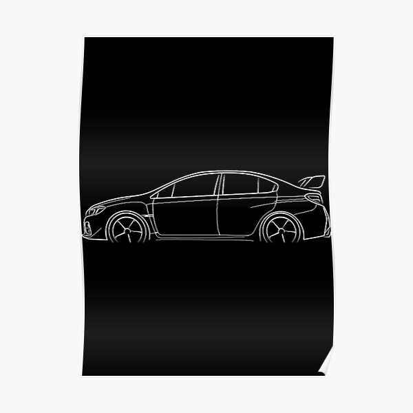 "Subaru Impreza WRX STI - profile stencil, white " Poster for Sale by ...