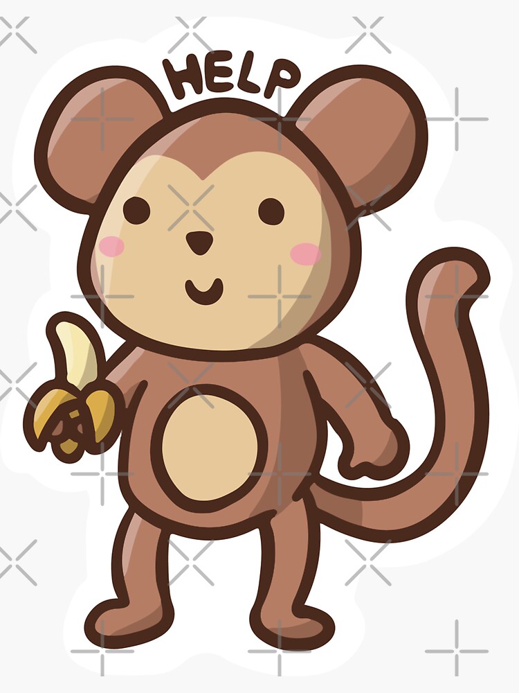 "Monkey Help" Sticker for Sale by helpillust | Redbubble