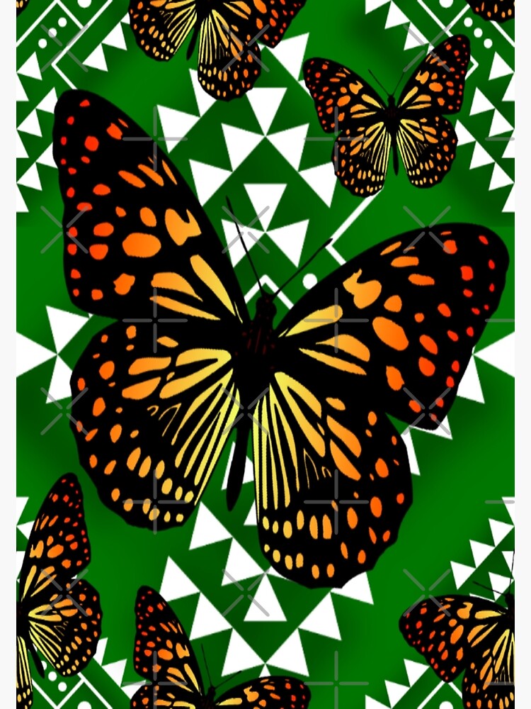 "Green / White / Fire Color Native Butterfly Design " Poster for Sale ...