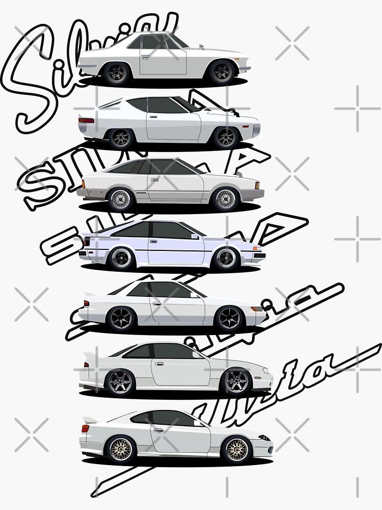 "Nissan Silvia Generations" Sticker for Sale by AutomotiveArt | Redbubble