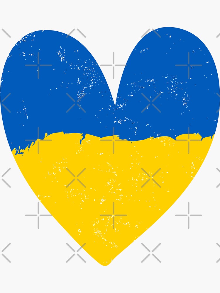 "Heart Cute Ukraine Peace Love Ukraine Heart Flag Retro" Sticker by ...