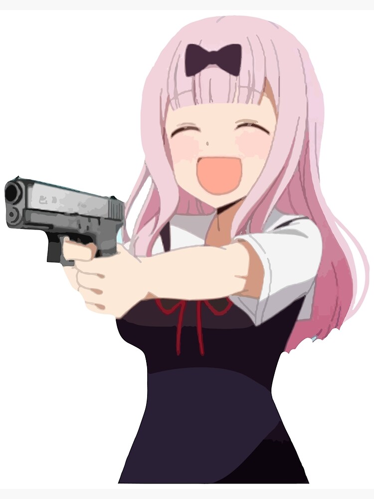 "Chika fujiwara holds a gun anime girl with a gun" Photographic Print ...