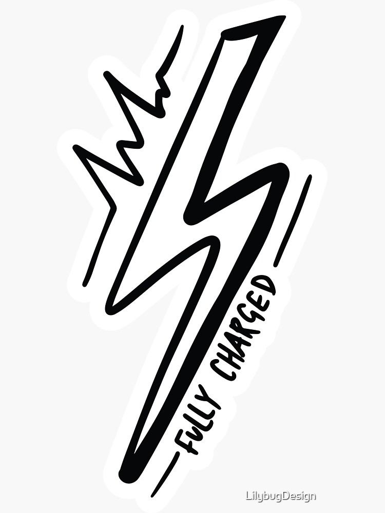 "Fully Charged" Sticker by LilybugDesign | Redbubble