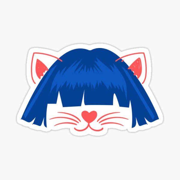"Cat with Wig , funny cat in a blue hair" Sticker by Magicalair | Redbubble
