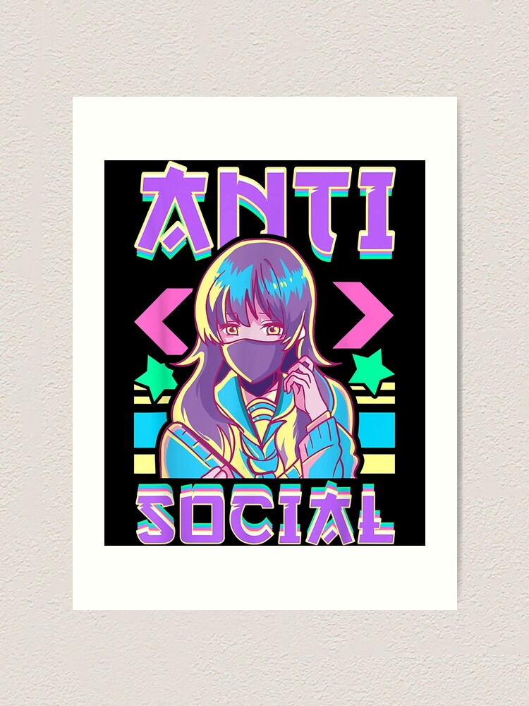 "Antisocial Vaporwave Anime Girl Japanese " Art Print for Sale by ...