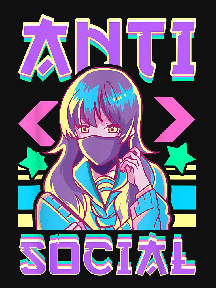 "Antisocial Vaporwave Anime Girl Japanese " T-shirt by nanishalucious ...