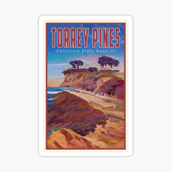 "Torrey Pines State Preserve Travel California" Sticker by CattlettArt ...