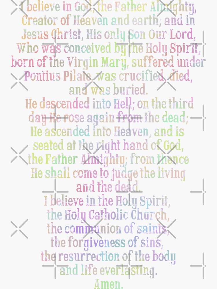 "Apostles' Creed Prayer (in fun Rainbow colors)" Sticker for Sale by ...