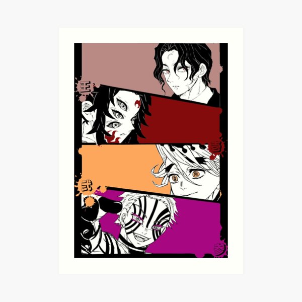 "the three first upper moon and muzan demon slayer" Art Print for Sale ...