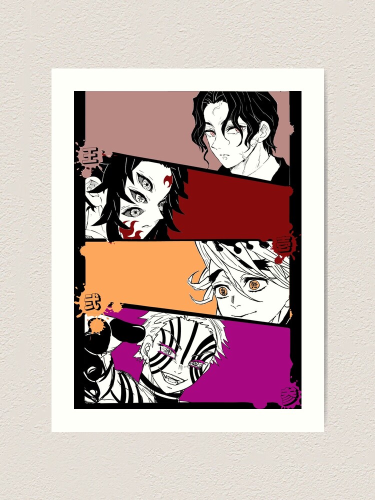 "the three first upper moon and muzan demon slayer" Art Print for Sale ...