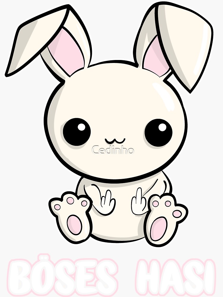 "Nice or Evil bunny, horror bunny shows middle finger" Sticker by ...