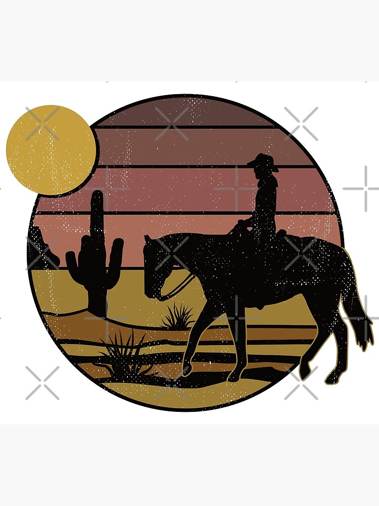 "Cowboy Silhouette Vintage Sunset Ranch Life" Poster for Sale by ...