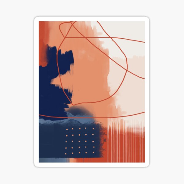 "Abstract Art in navy blue and terracotta" Sticker for Sale by ...