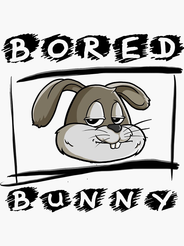 "Bored Bunny Face" Sticker by IcahDesign | Redbubble