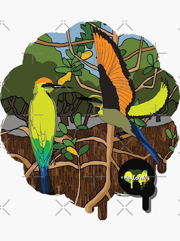 "Rainbow Bee Eater Art "Rainbow Besties" by Modconned" Sticker by ...