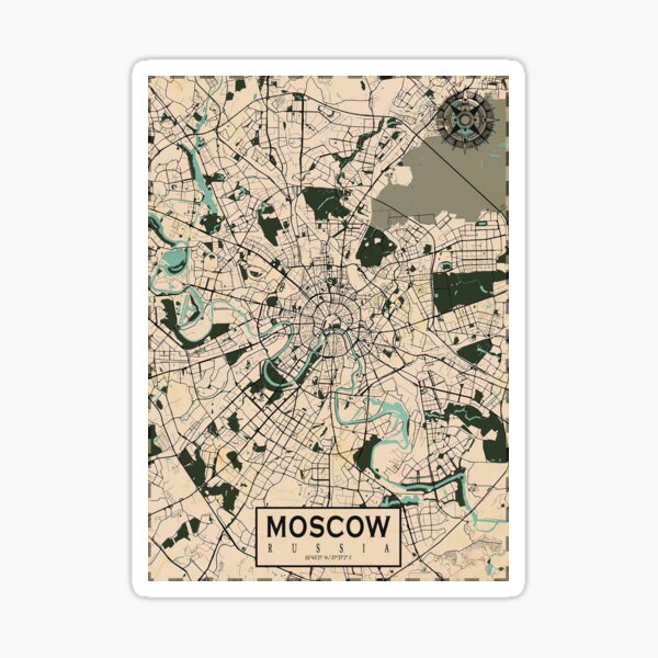 "Moscow City Map Vintage" Sticker by MurrayWagner | Redbubble