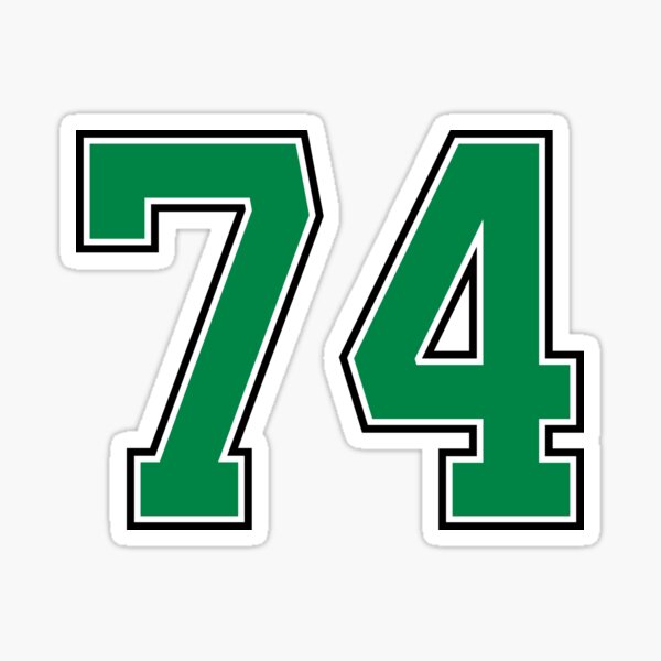 "74 number, green lucky sports seventy four" Sticker for Sale by ...